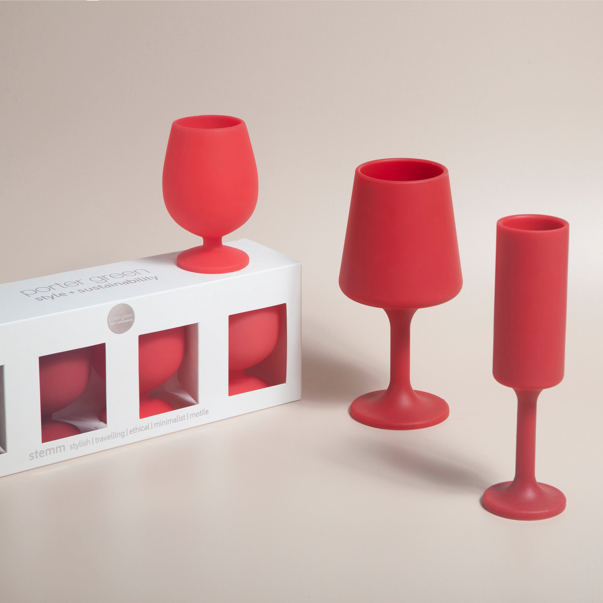 holiday cranberry | stemm | silicone unbreakable wine glasses – porter ...