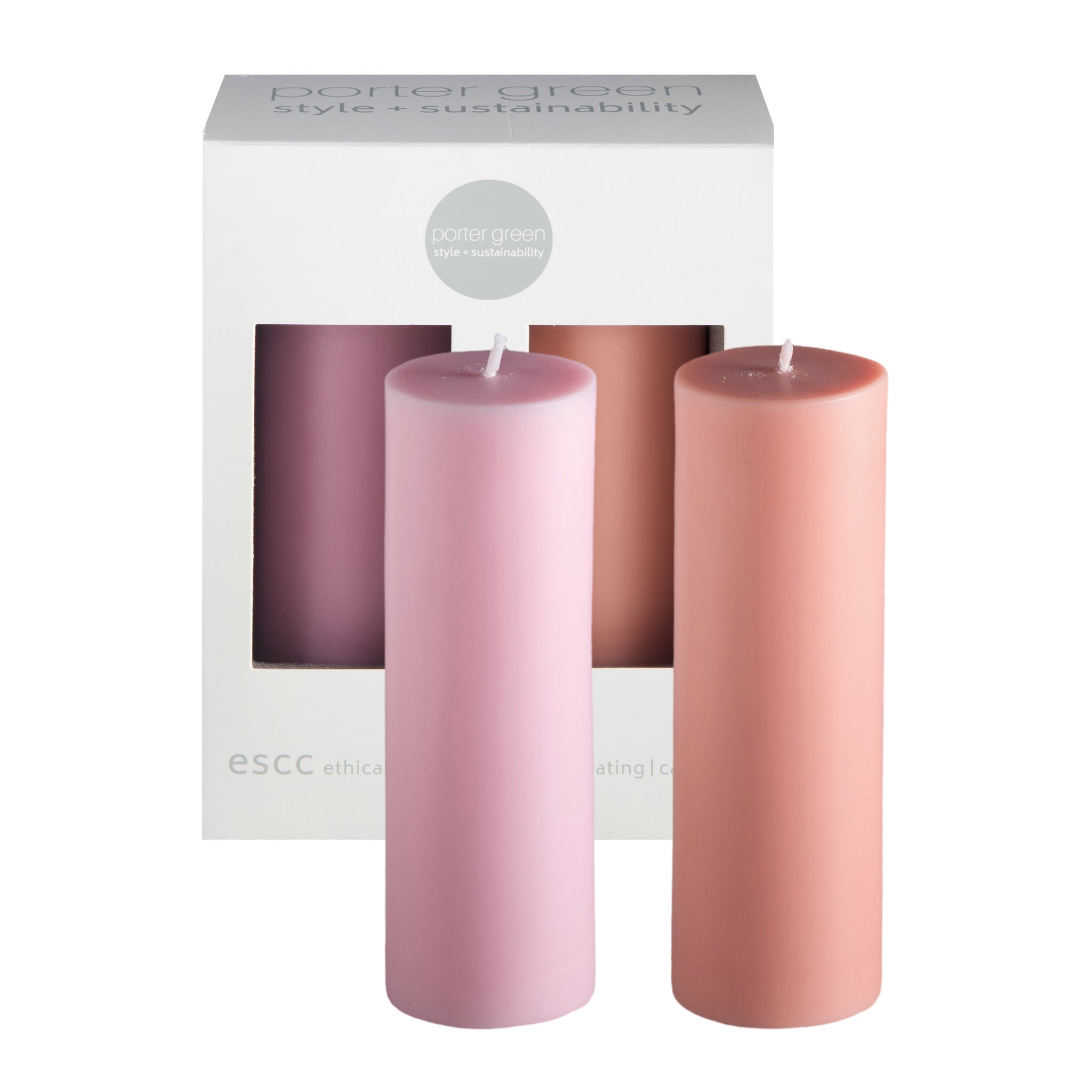 peach + petal | escc med pillar candle | soy-blend unscented candles